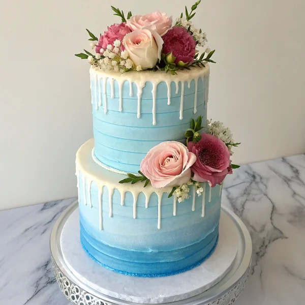 Azure Elegance Wedding Cake
